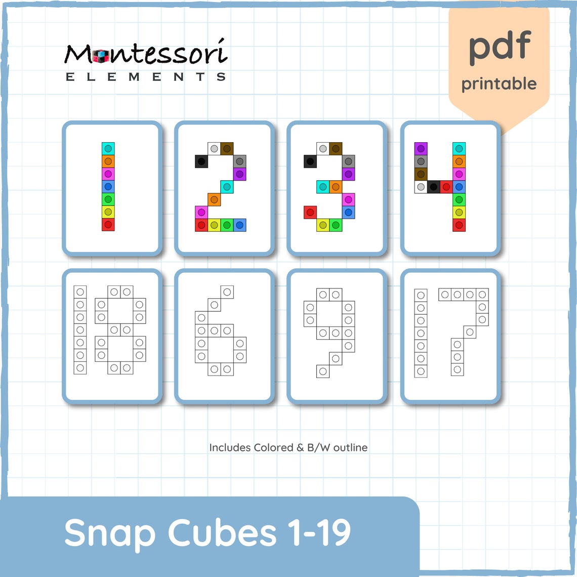 MATHS SNAP CUBES - Montessori Maths, Numbers 1-19, Creativity, Learn ...