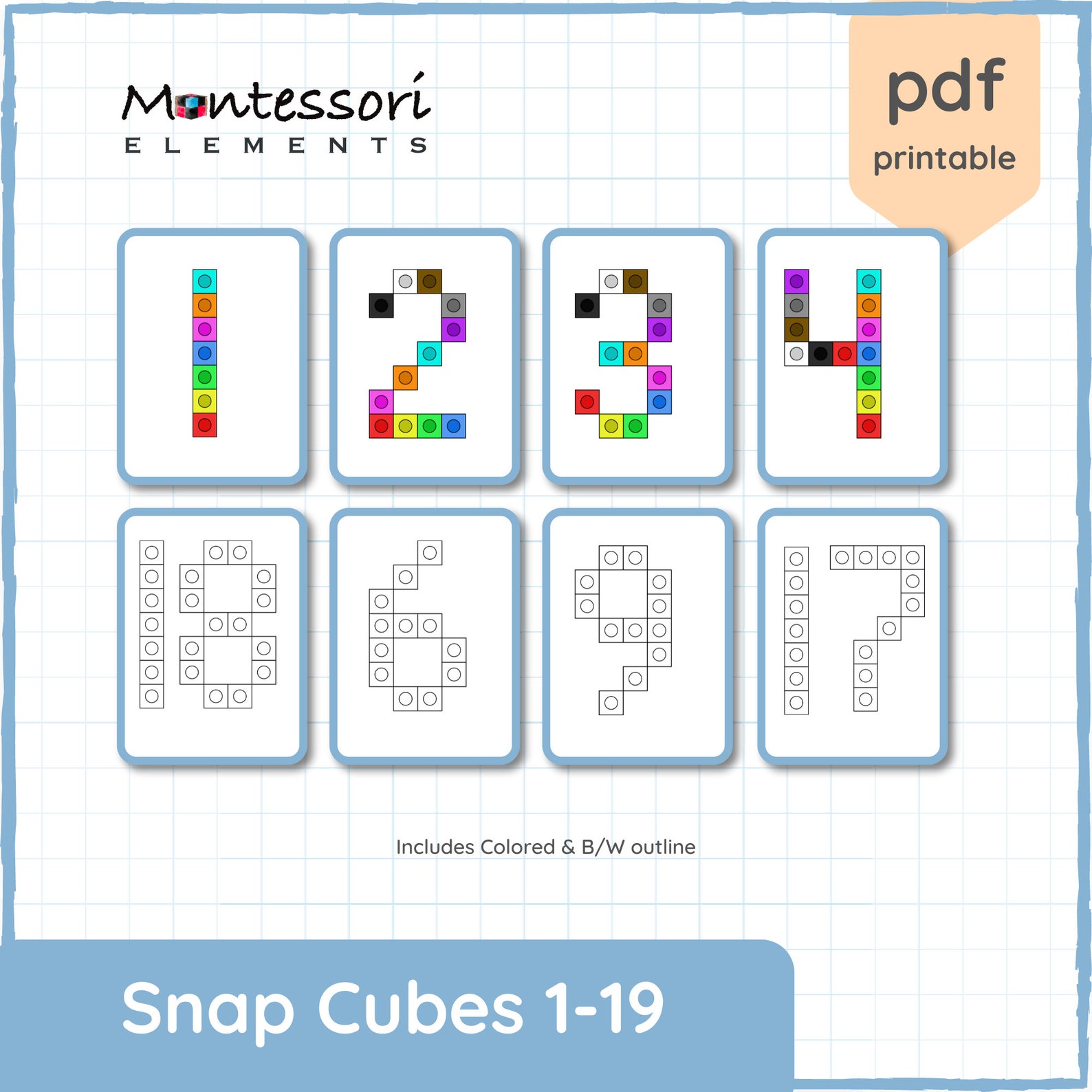 MATHS SNAP CUBES - Montessori Maths, Numbers 1-19, Creativity, Learn ...