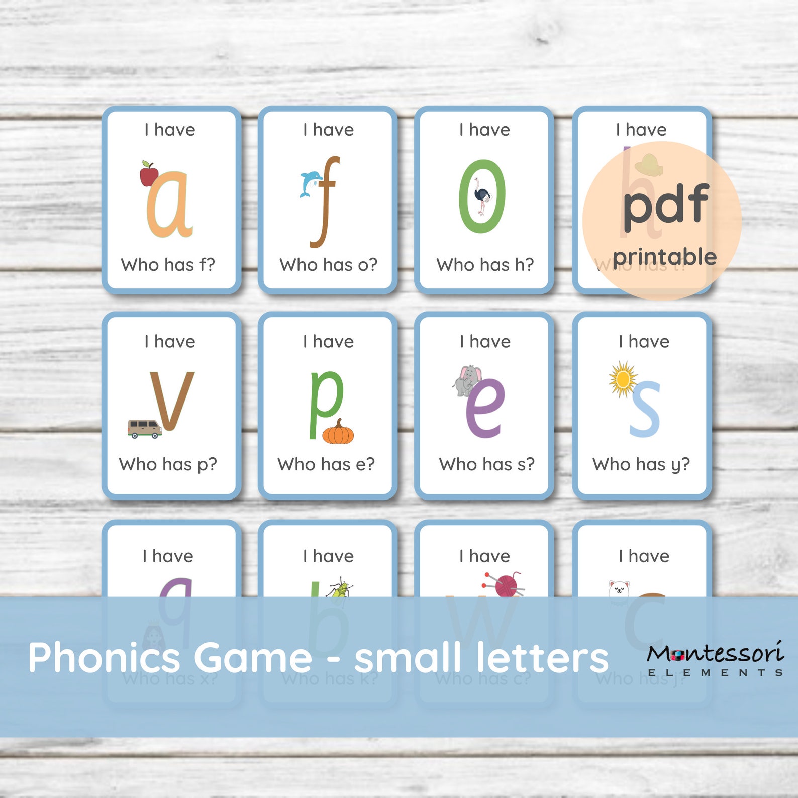 PHONICS GAME - Montessori Language Materials, Letter Sounds, Phonics ...