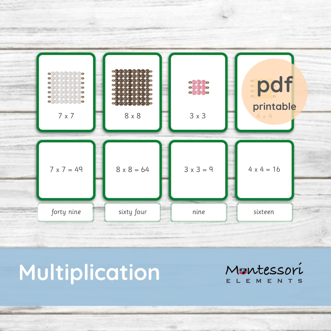 MULTIPLICATION - Montessori Maths, Multiplication Cards, Golden Beads ...