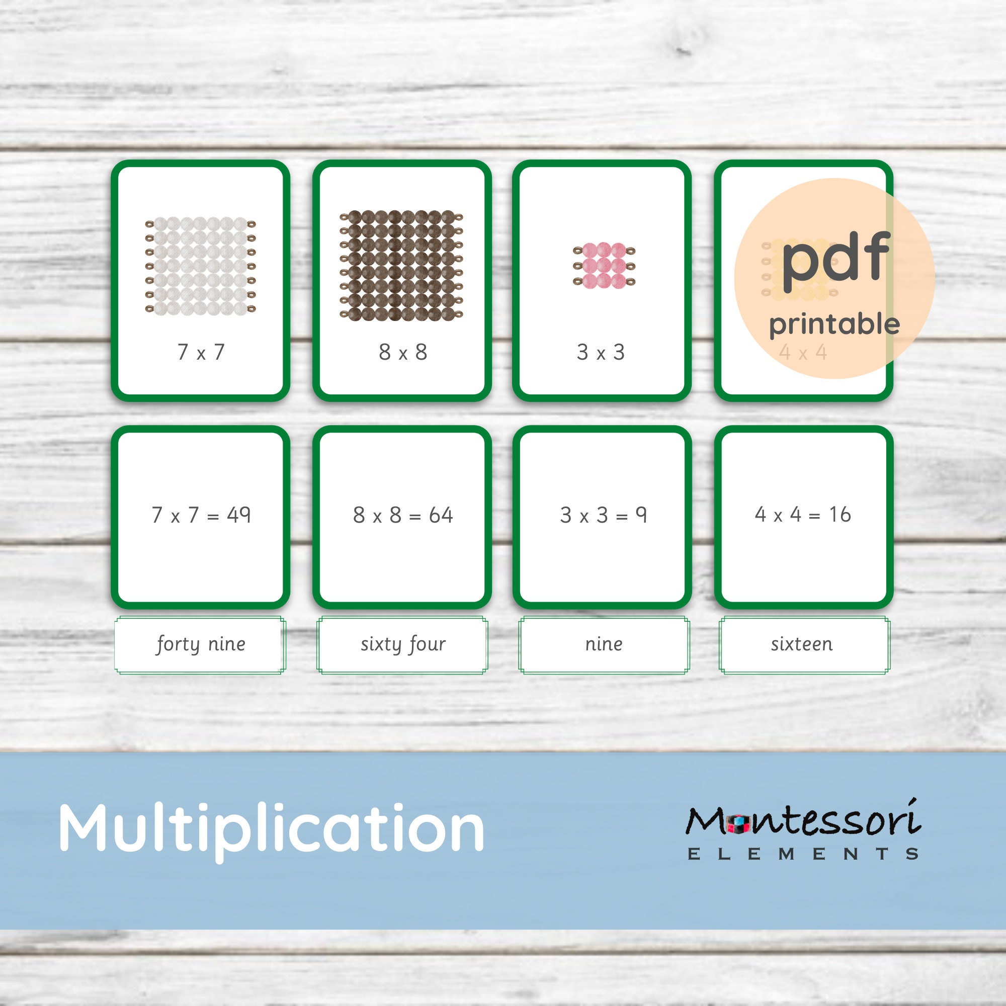 MULTIPLICATION - Montessori Maths, Multiplication Cards, Golden Beads ...
