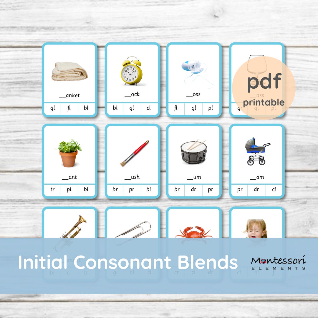 MONTESSORI PHONICS - Blue Scheme, Initial Consonant Blends, Diagraphs ...
