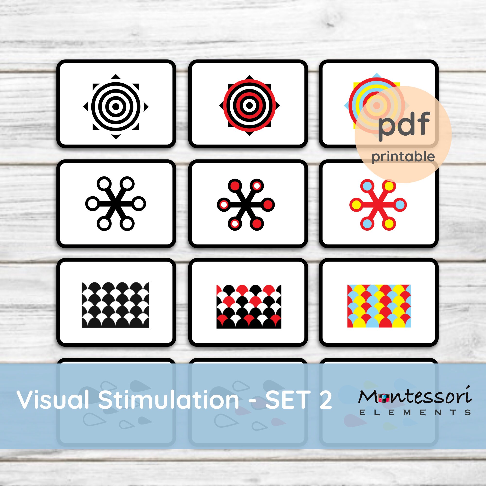 Visual Stimulation Cards, High Contrast Cards, Montessori Prints ...