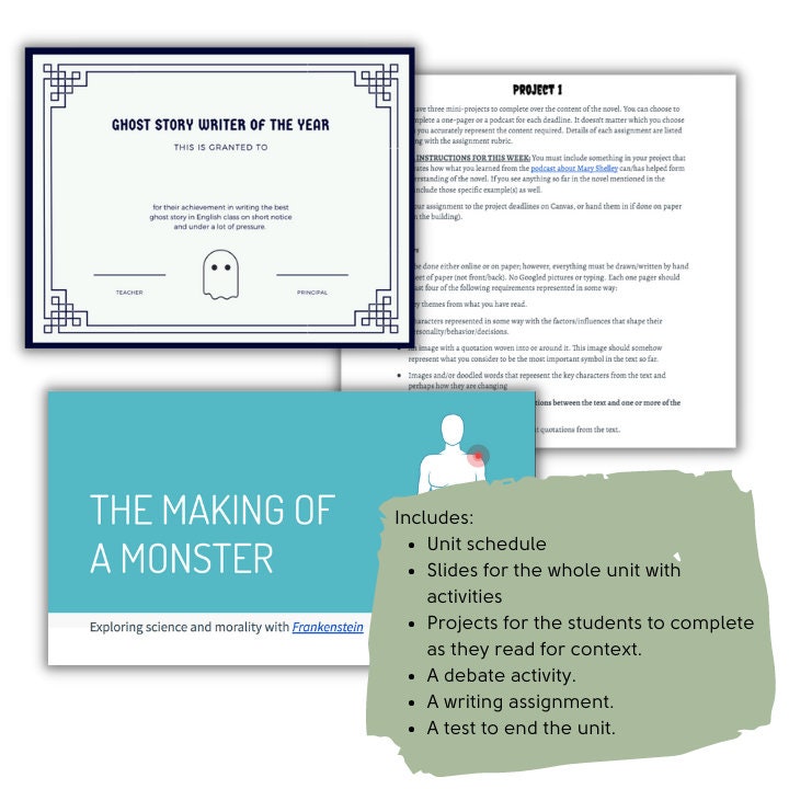 Frankenstein Novel Study Full Unit - Etsy