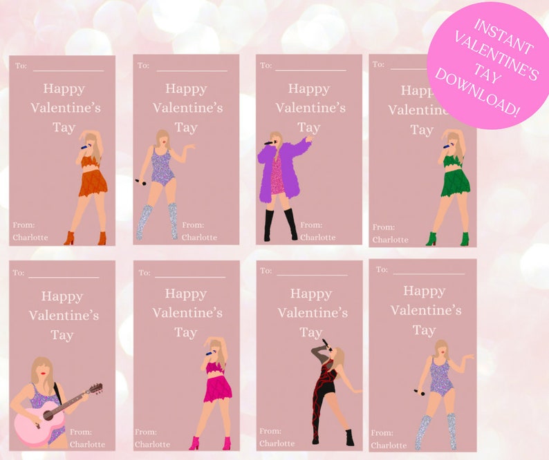 Printable Taylor Swift Valentine's Day Cards Eras Tour Valentine's Day ...