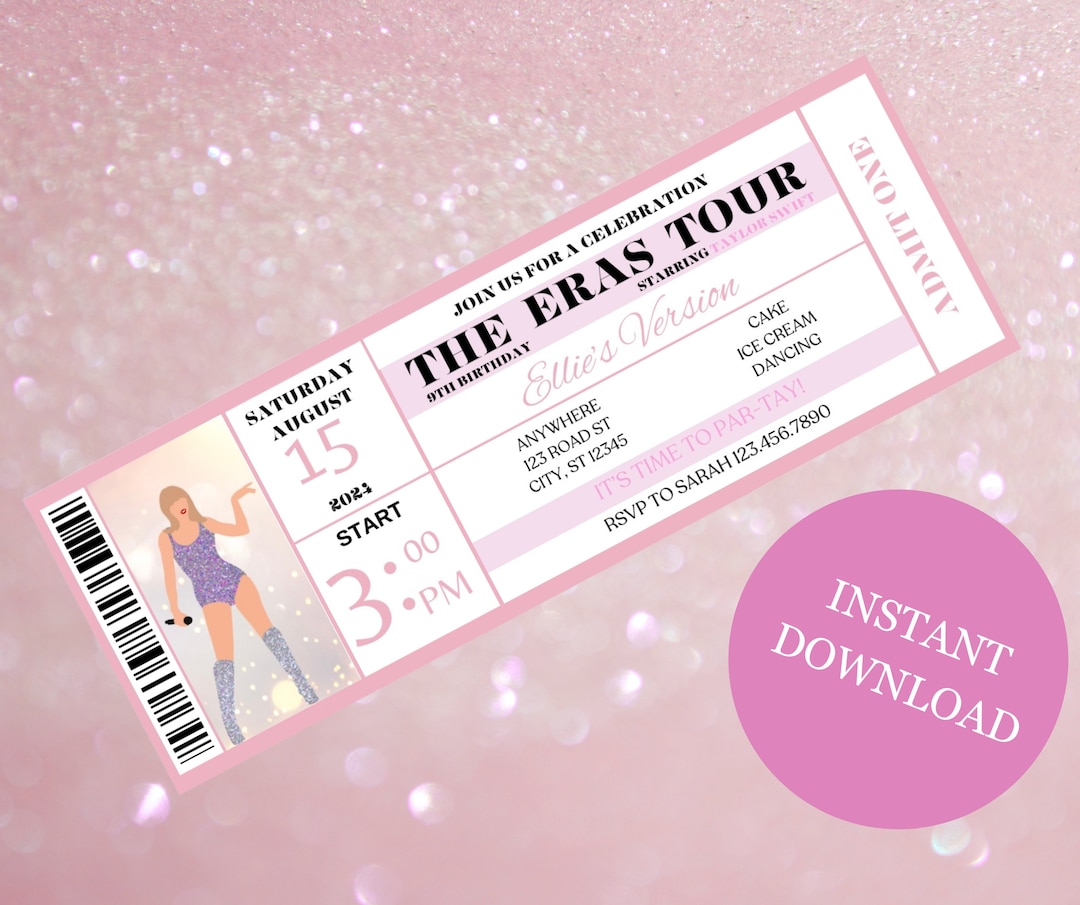 Printable Taylor Swift Birthday Party Invitation Eras Tour Birthday ...