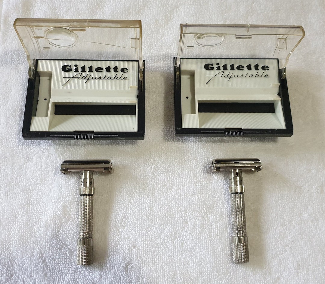 Vintage Gillette 1,95 Fatboy TTO Adjustable 1960 F 2, F4 Safety Razors ...
