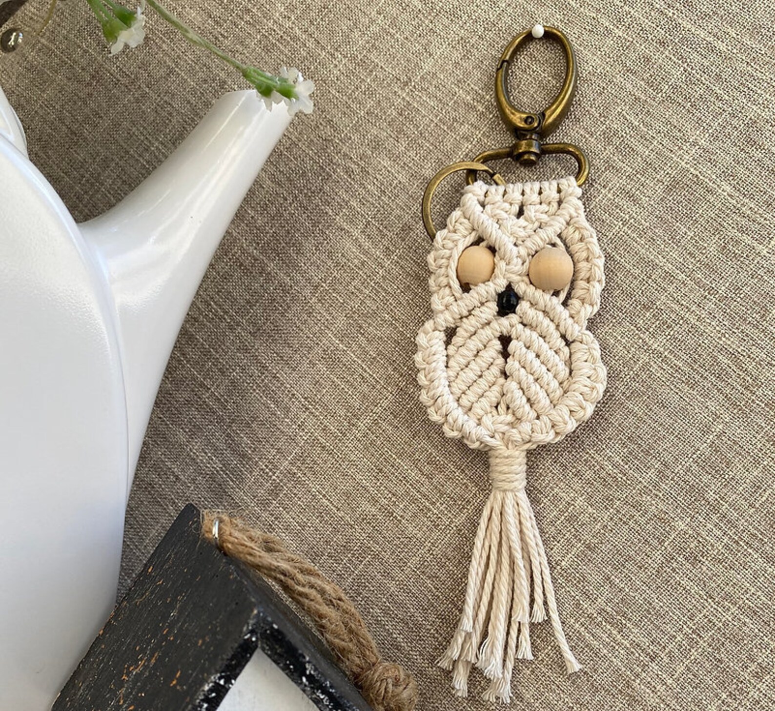 Handmade Macrame Owl Keychains/purse or Backpack Charms/car Mirror ...