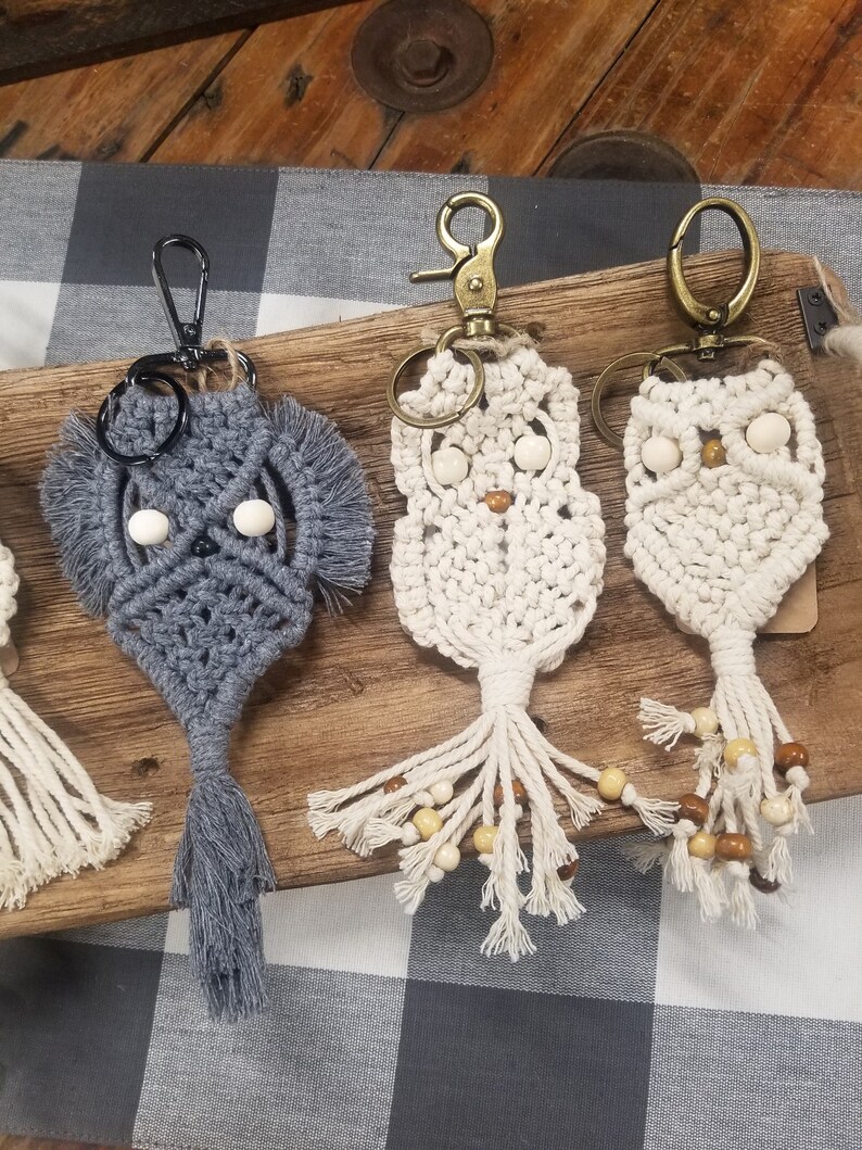Handmade Macrame Owl Keychains/purse or Backpack Charms/car - Etsy