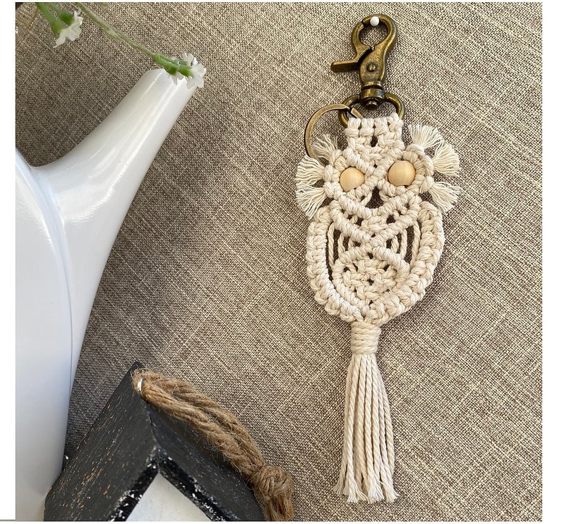 Handmade Macrame Owl Keychains/purse or Backpack Charms/car Mirror ...
