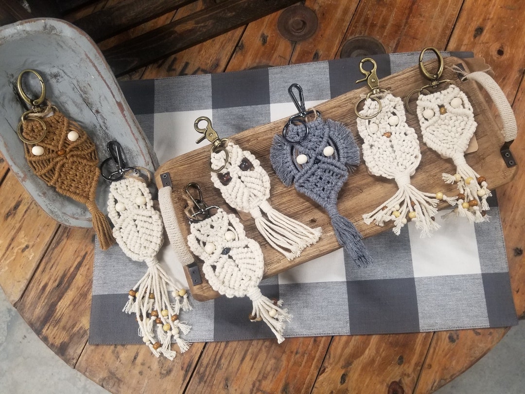 Handmade Macrame Owl Keychains/purse or Backpack Charms/car - Etsy