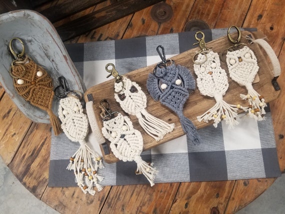 Handmade Macrame Owl Keychains/purse or Backpack Charms/car - Etsy