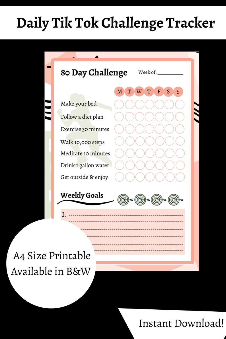 Daily Tik Tok Challenge Tracker - Etsy