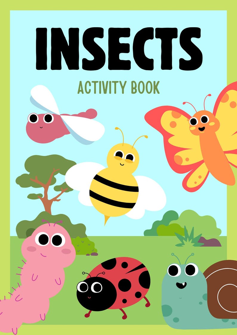 Insect Activity Book for Kids Printable Bug-themed Coloring Tracing ...