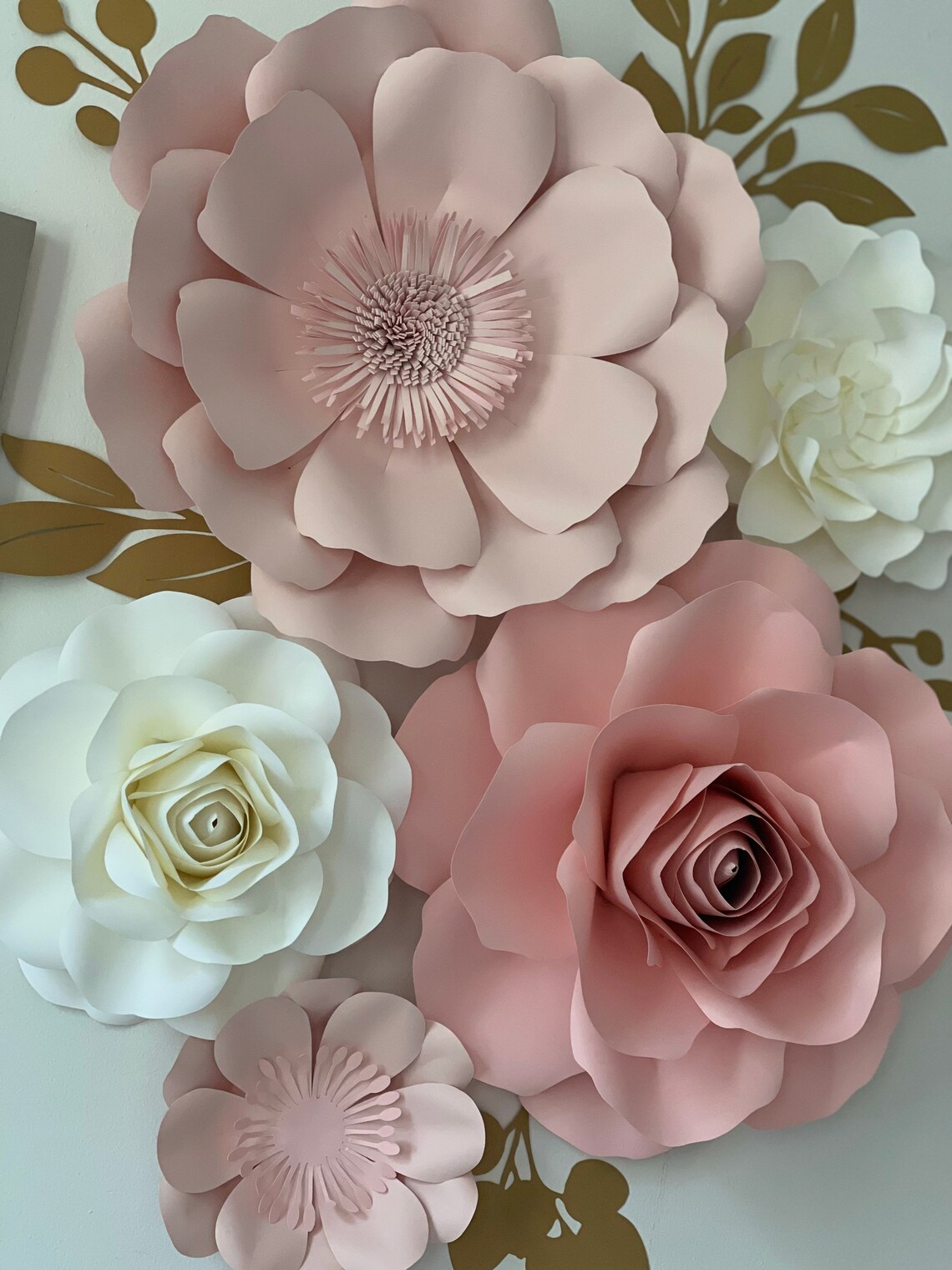 Large Paper Flower Set Floral Nursery Blush Pink White - Etsy