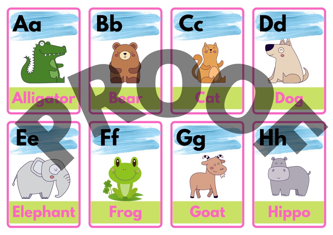 Cartoon Animal Alphabet Flash Cards | Cute Animal Abcs | Printable ...