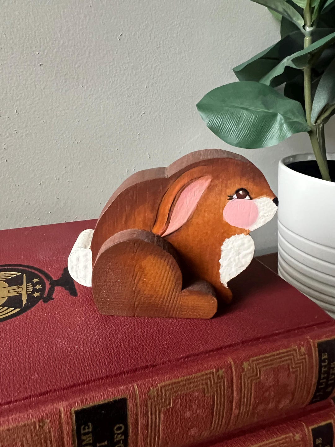 Handmade Small Wooden Bunny | 3D Layered Legs | 3x2.5” | Rustic Easter ...