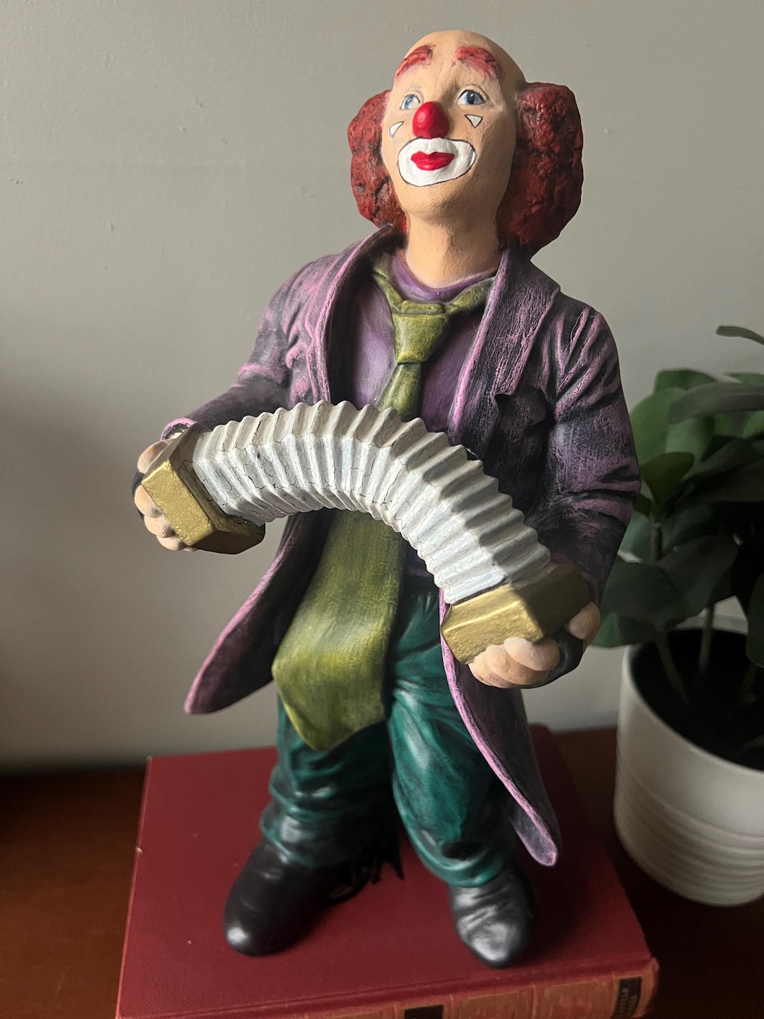 Vintage Hand-painted Ceramic Clown Statue Playing Accordion - Etsy