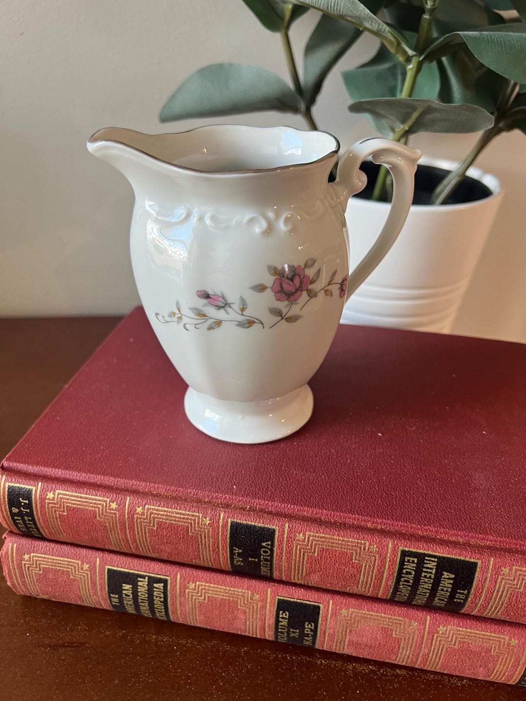 Vintage Chodziez Pitcher – White With Pink Florals – Made in England - Etsy