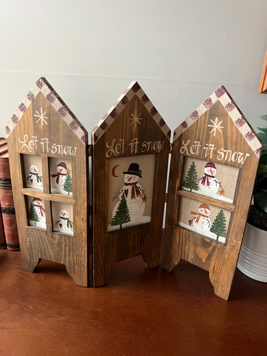 Let It Snow 3-panel Window Panel Decor - Handmade Wooden Christmas ...