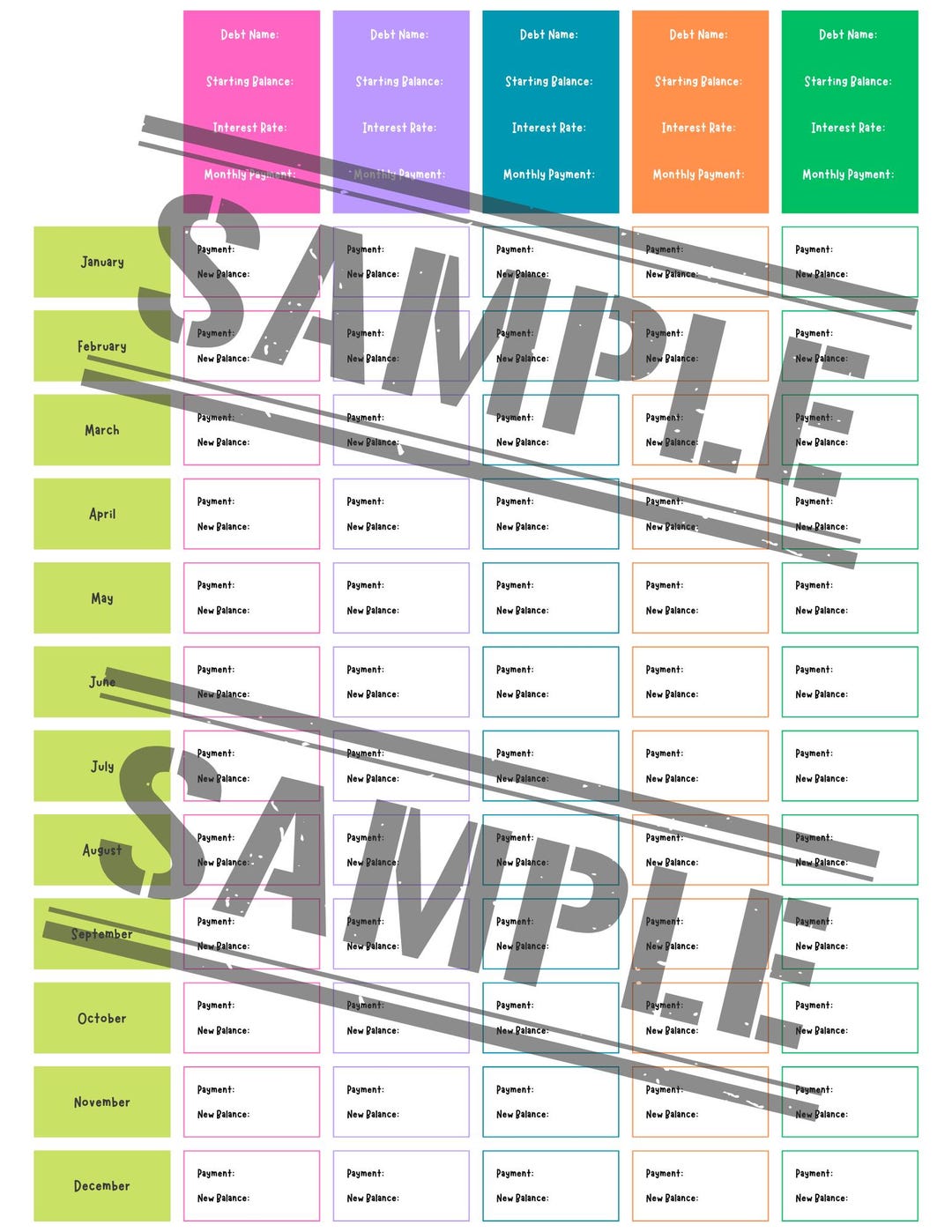 Debt Payoff Tracker | 12-month Debt Reduction Planner (PDF Download) - Etsy