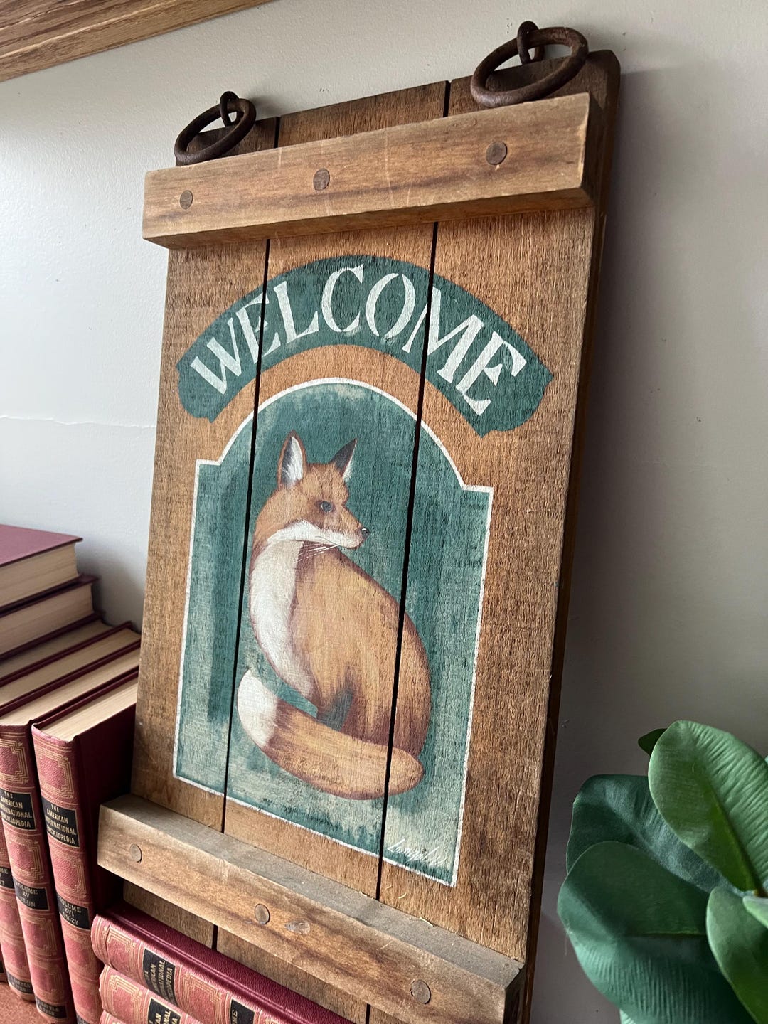 Primitive Fox Sign Vintage Wood Wall Art Rustic Home Decor Signed Folk ...