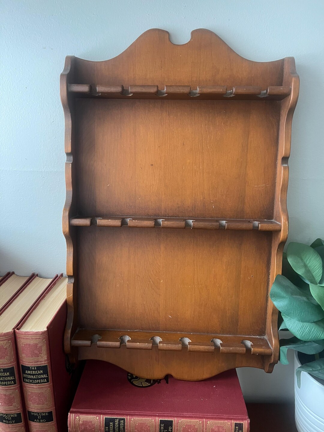 Vintage Wooden Spoon Rack With Wire Hanger – Multipurpose Display - Etsy