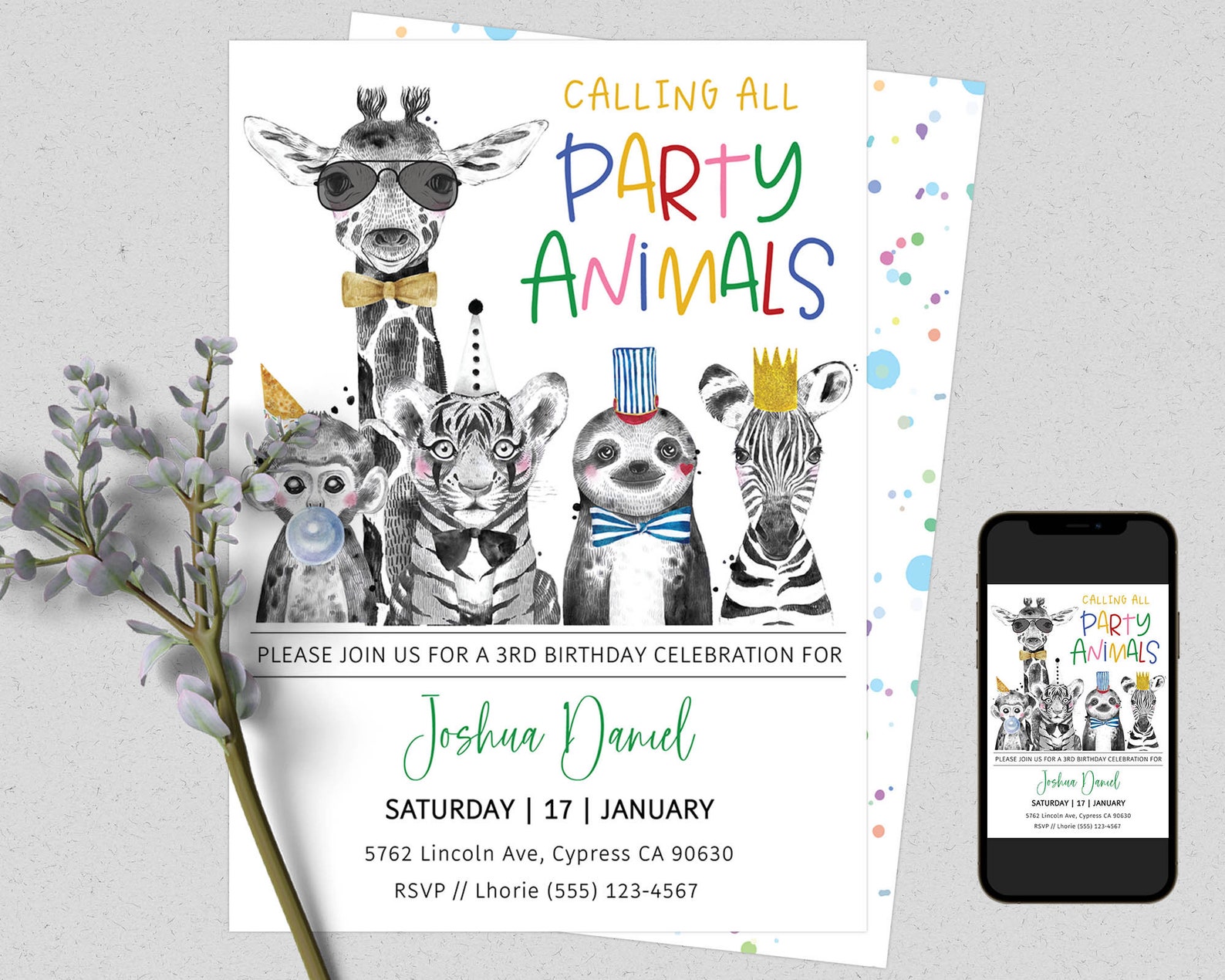 Party Animals Birthday Invitation Printable Birthday - Etsy