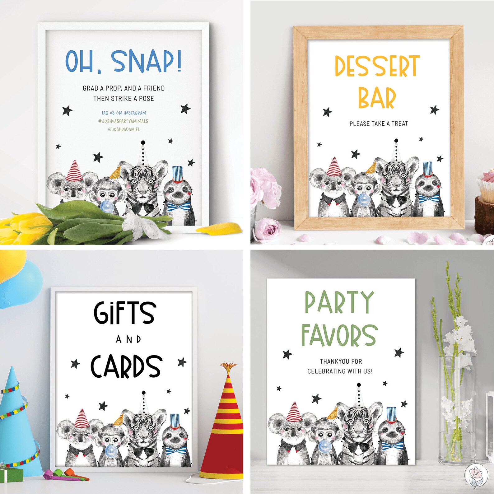 Party Animals PARTY BUNDLE 8-piece Birthday Set Digital - Etsy