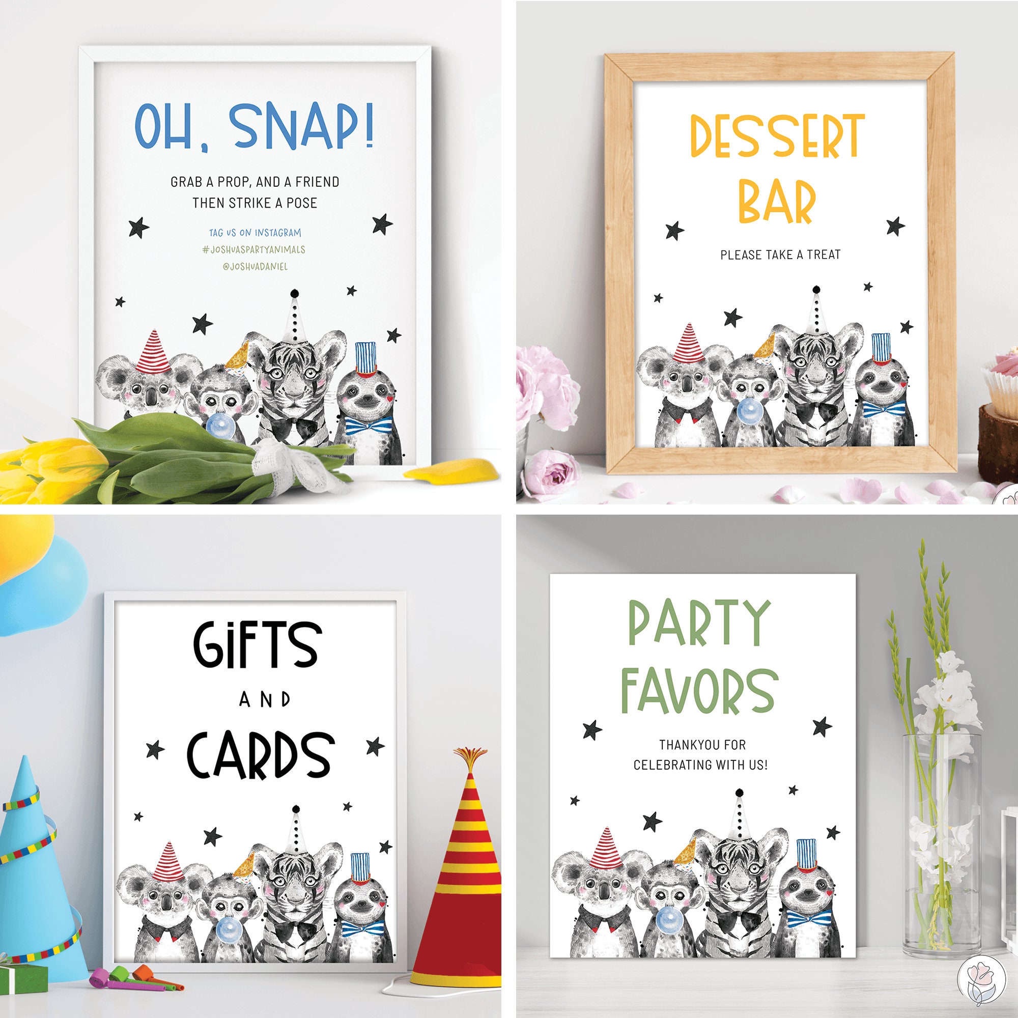Party Animals PARTY BUNDLE 8-piece Birthday Set Digital - Etsy