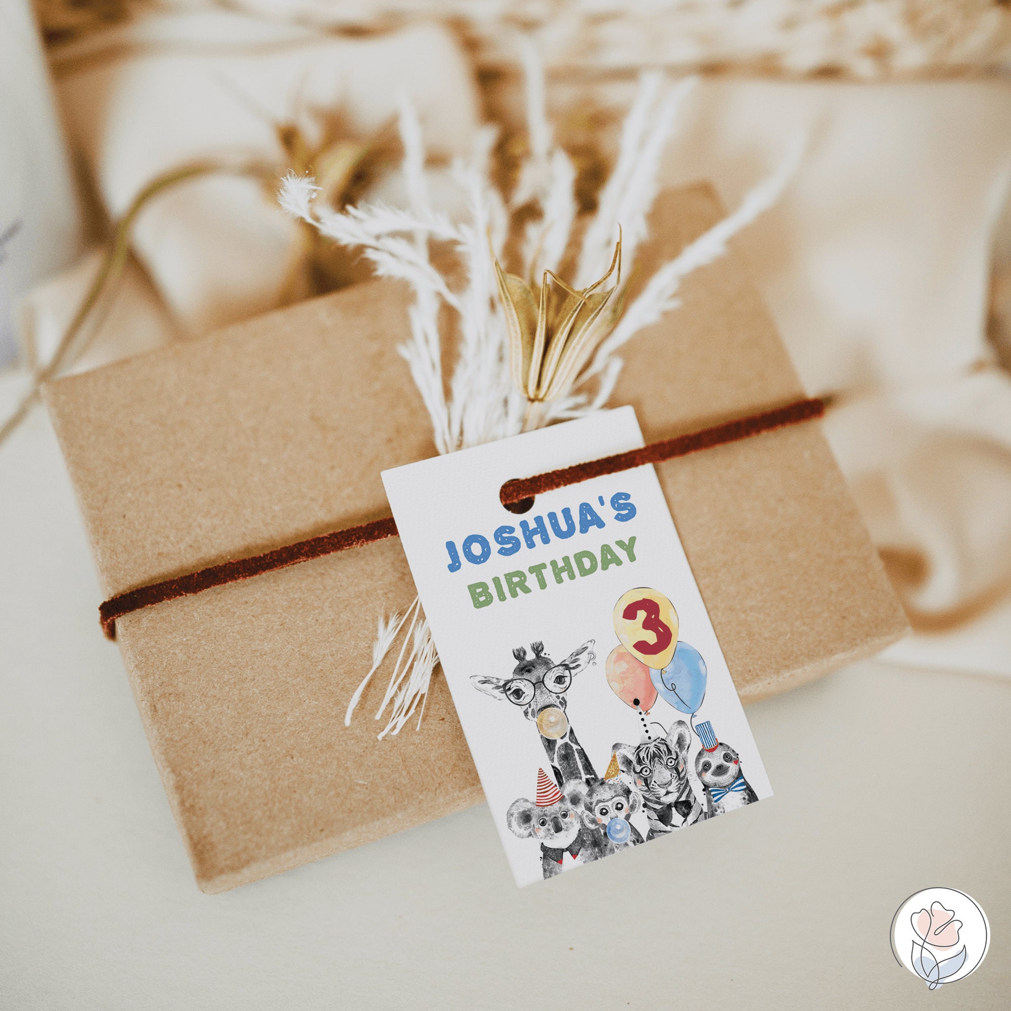 Party Animals Favor Tag, Printable Gift Tags, Digital Download ...