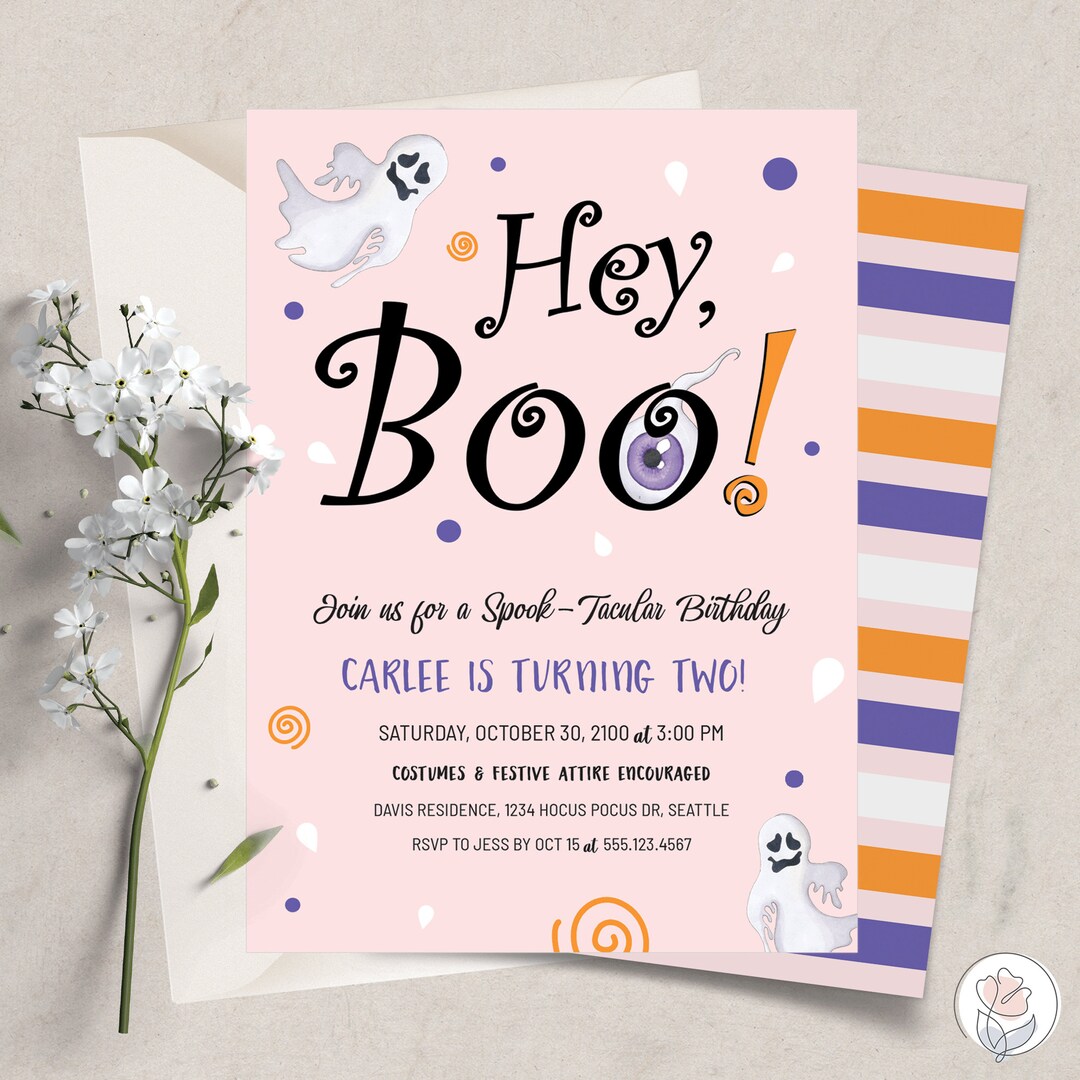 Hey Boo Spooktacular Birthday Invitation Printable Birthday - Etsy