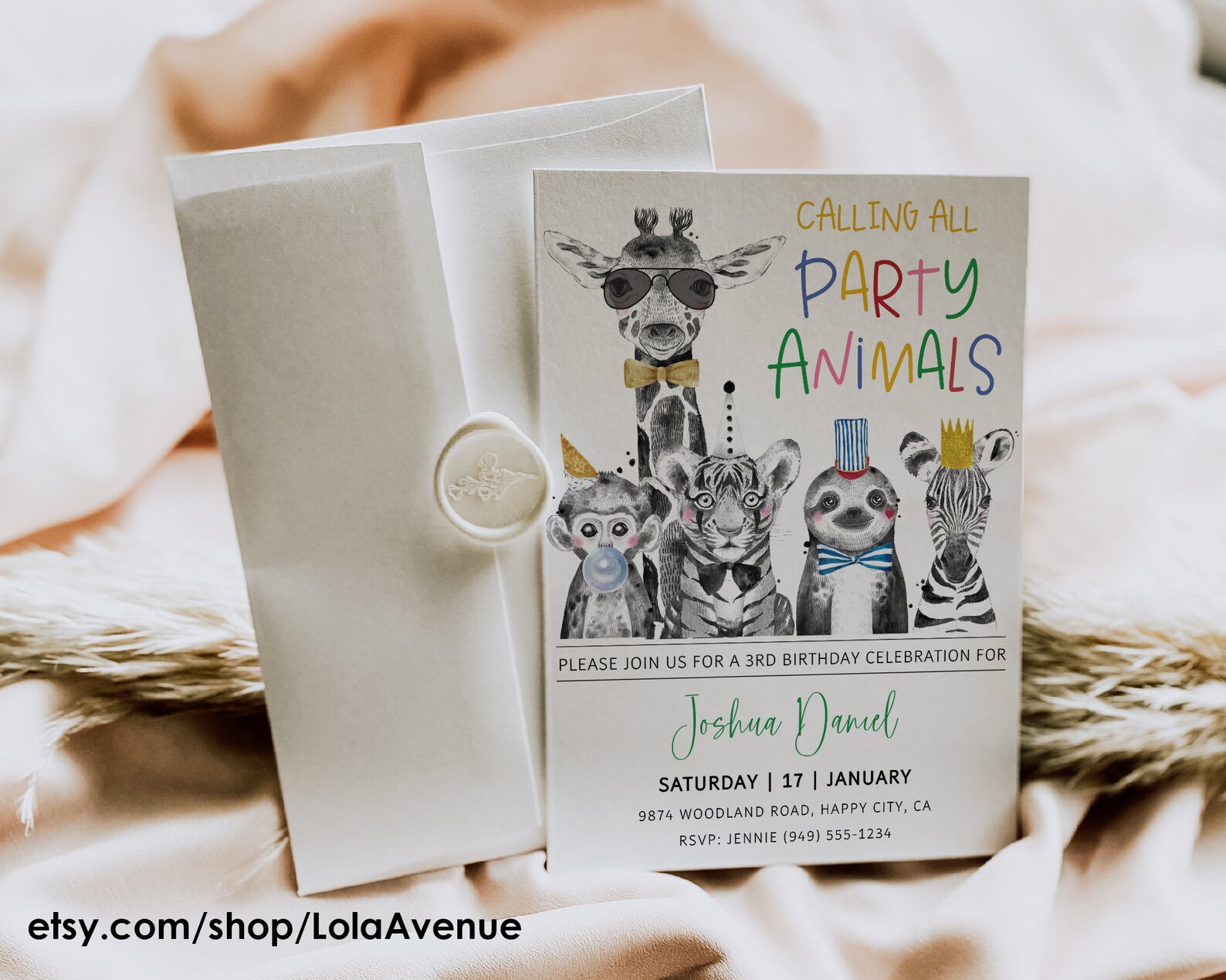 Party Animals Birthday Invitation Editable Boys Party - Etsy