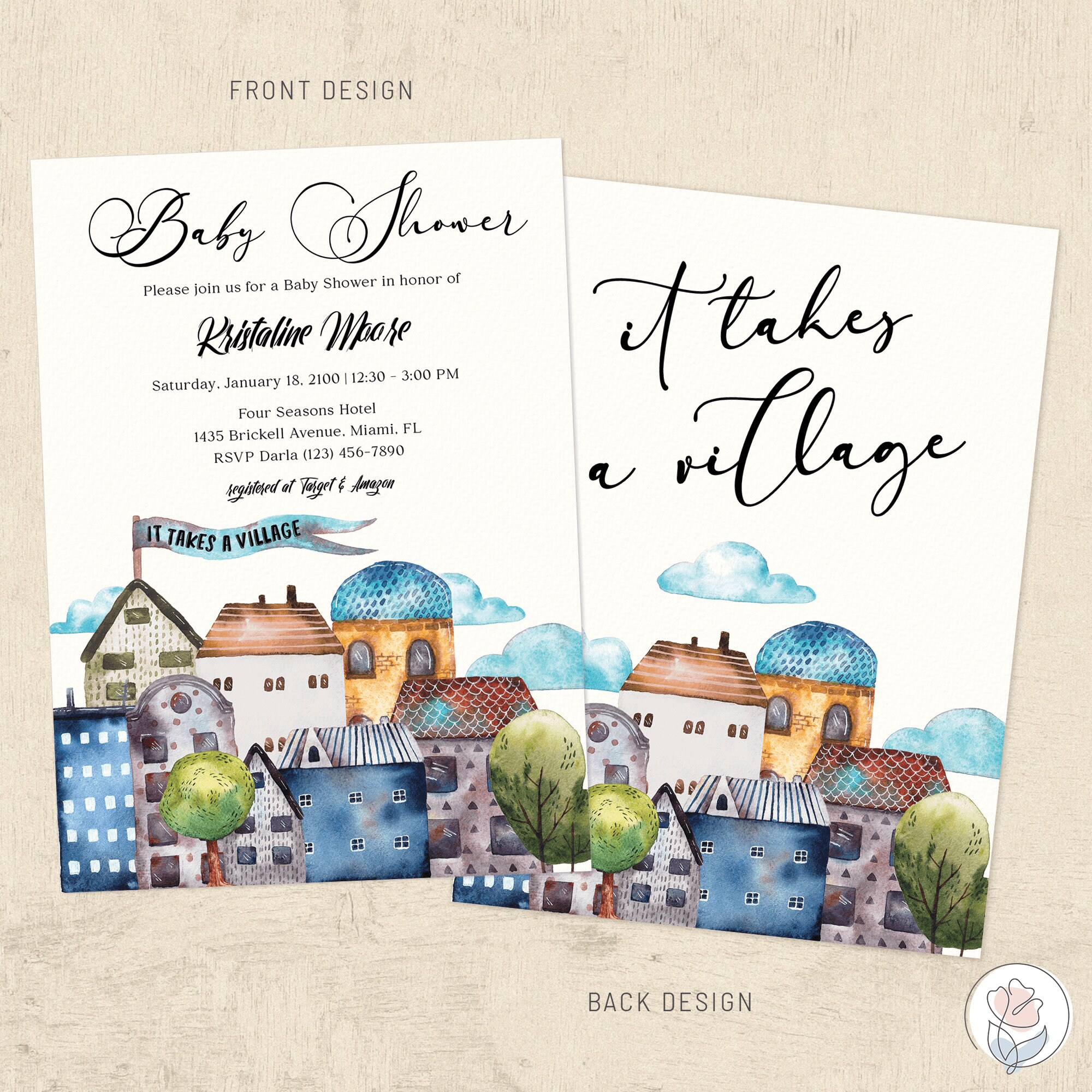 It Takes A Village Baby Shower Invitation, Printable Invitation ...