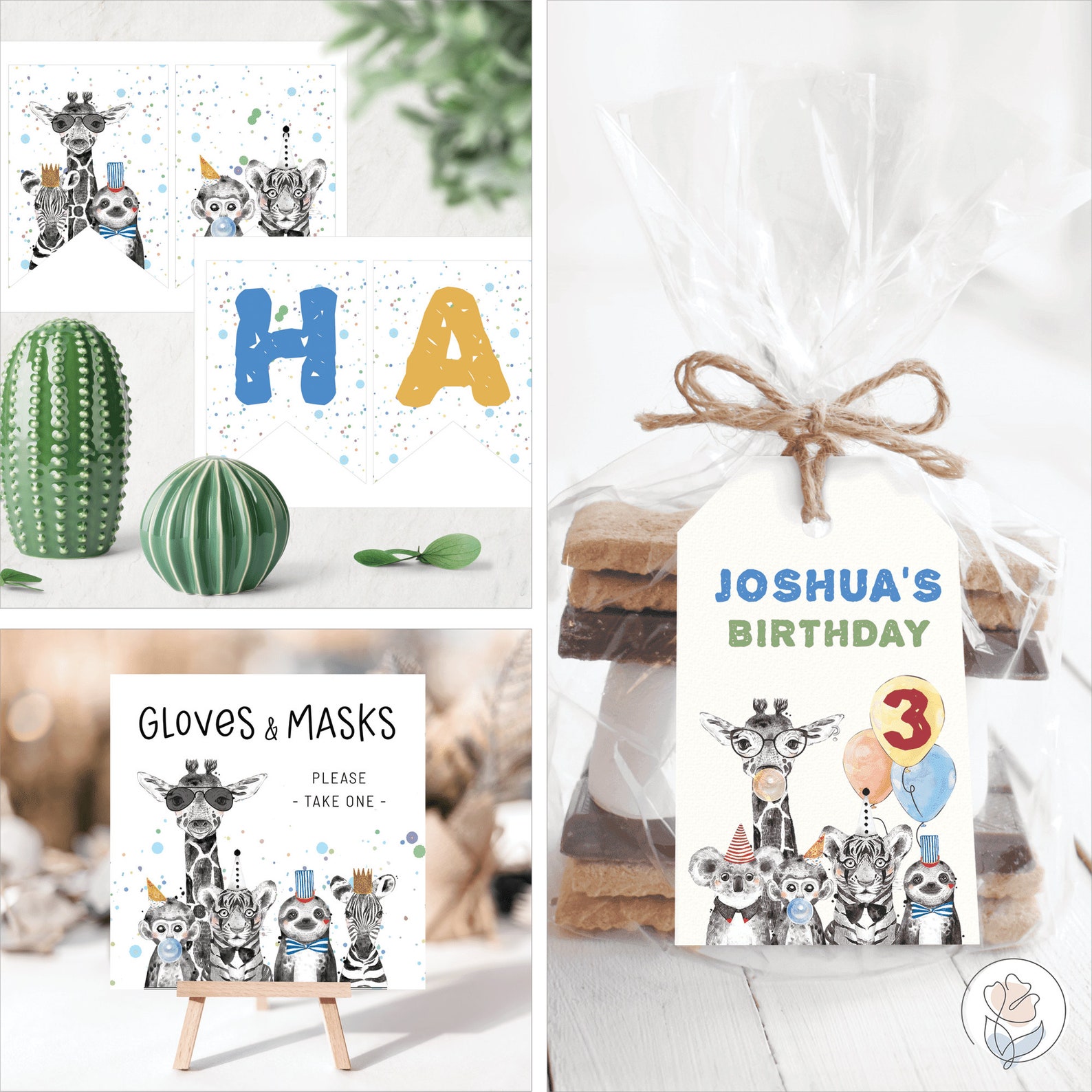 Party Animals PARTY BUNDLE 8-piece Birthday Set Digital - Etsy