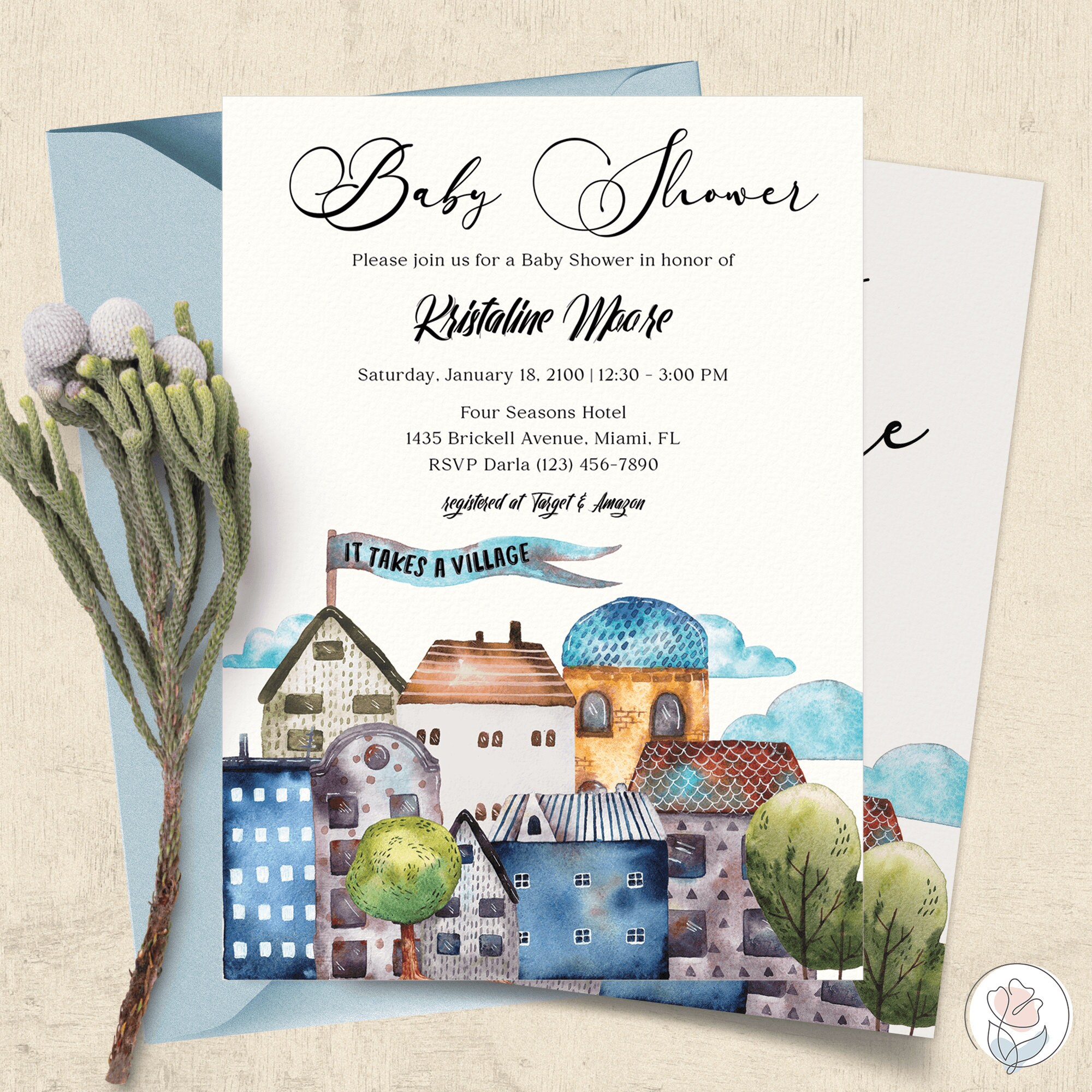 It Takes A Village Baby Shower Invitation, Printable Invitation ...