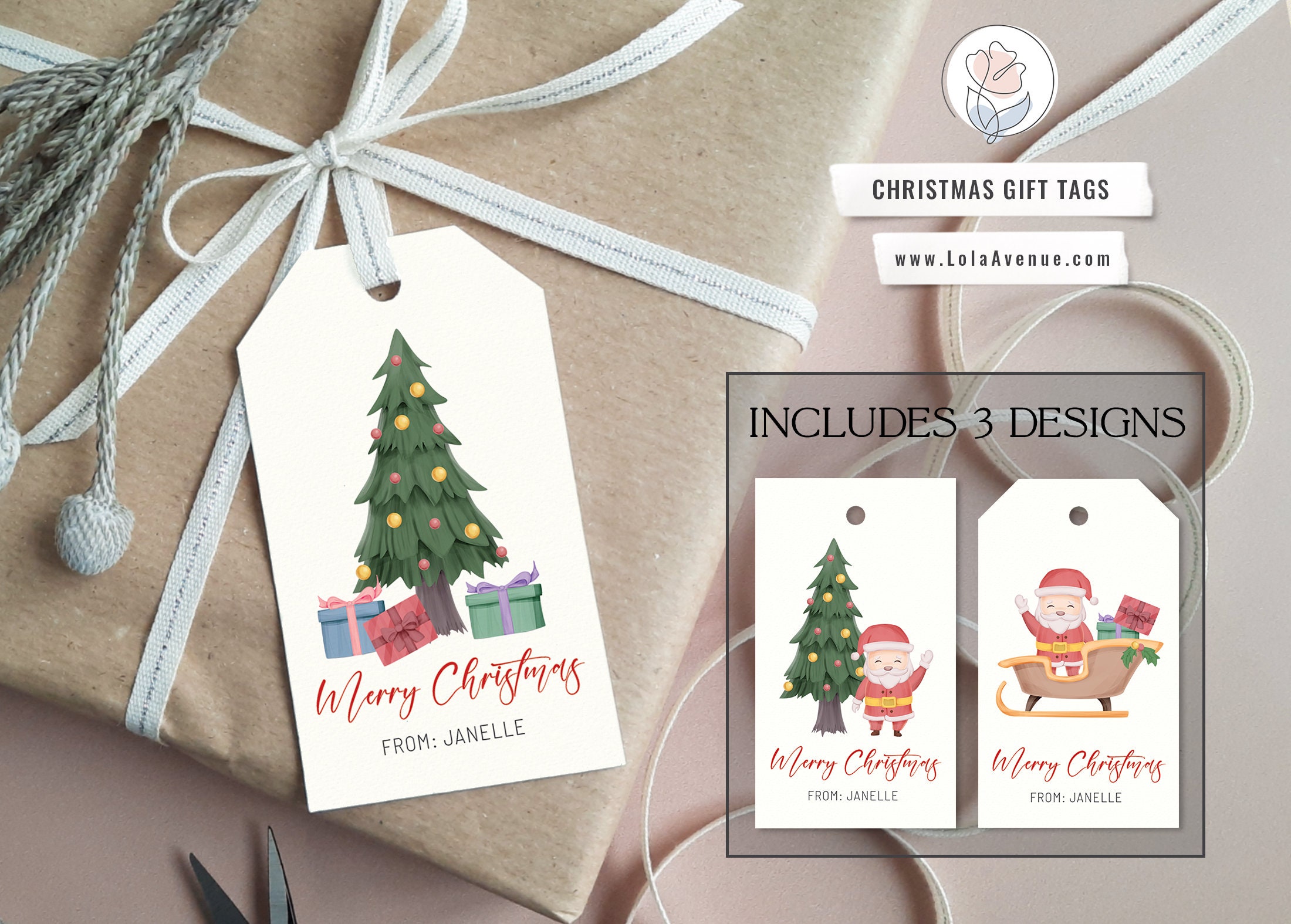 Christmas Gift Tag Bundle, Printable Gift Tags, Digital Download ...