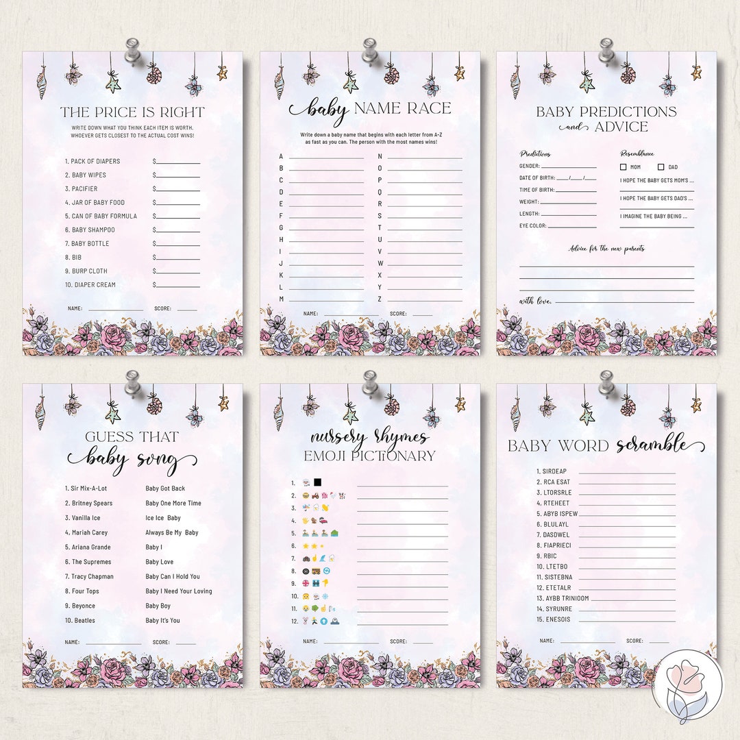Mermaid Mermom Baby Shower Games Bundle 8 Printable Games - Etsy