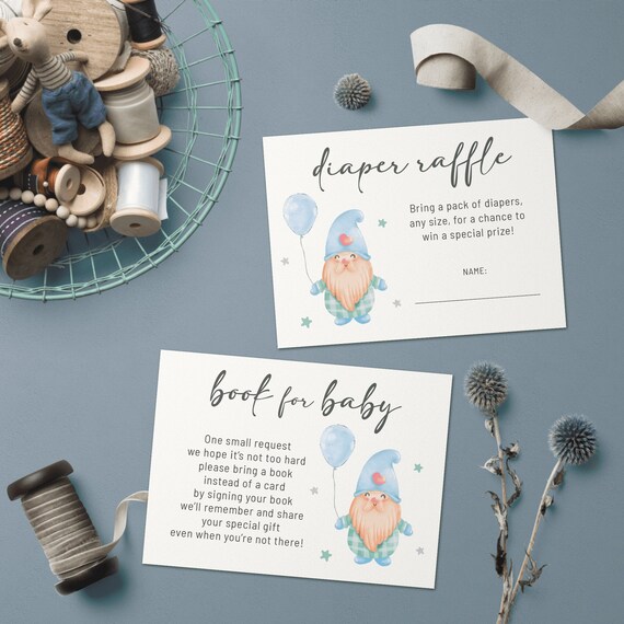Blue Gnome Baby Shower Enclosures Printable Diaper Raffle & | Etsy