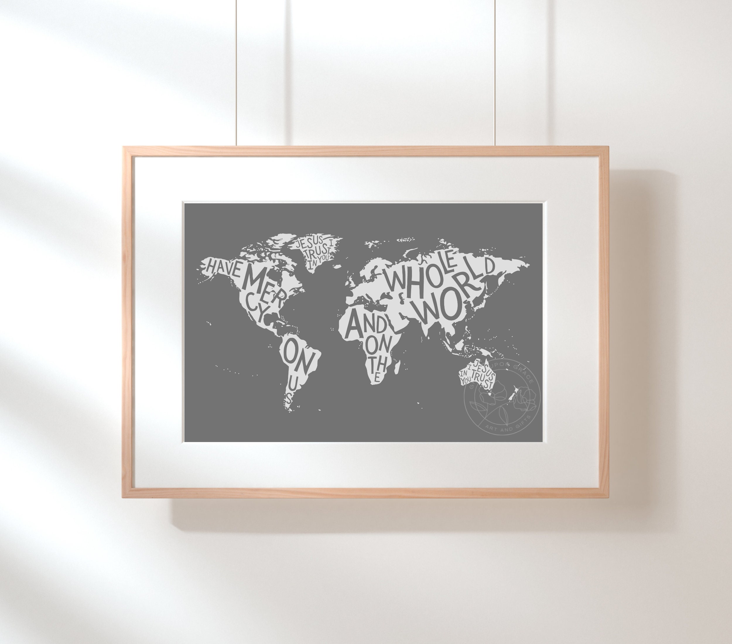 Have Mercy on Us and on the Whole World GREY | Divine Mercy Poster