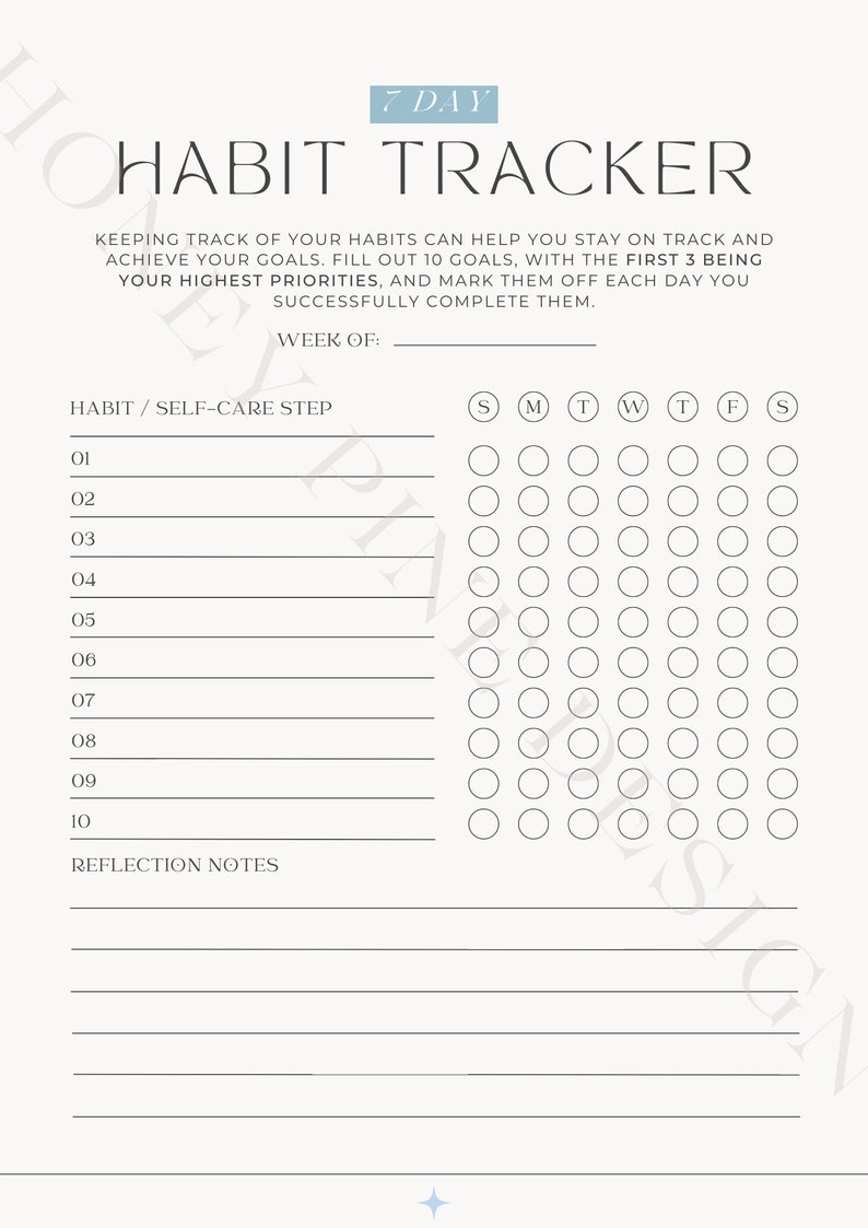 7 Day Habit Tracker | Digital Download/printable | Goodnotes | Digital ...