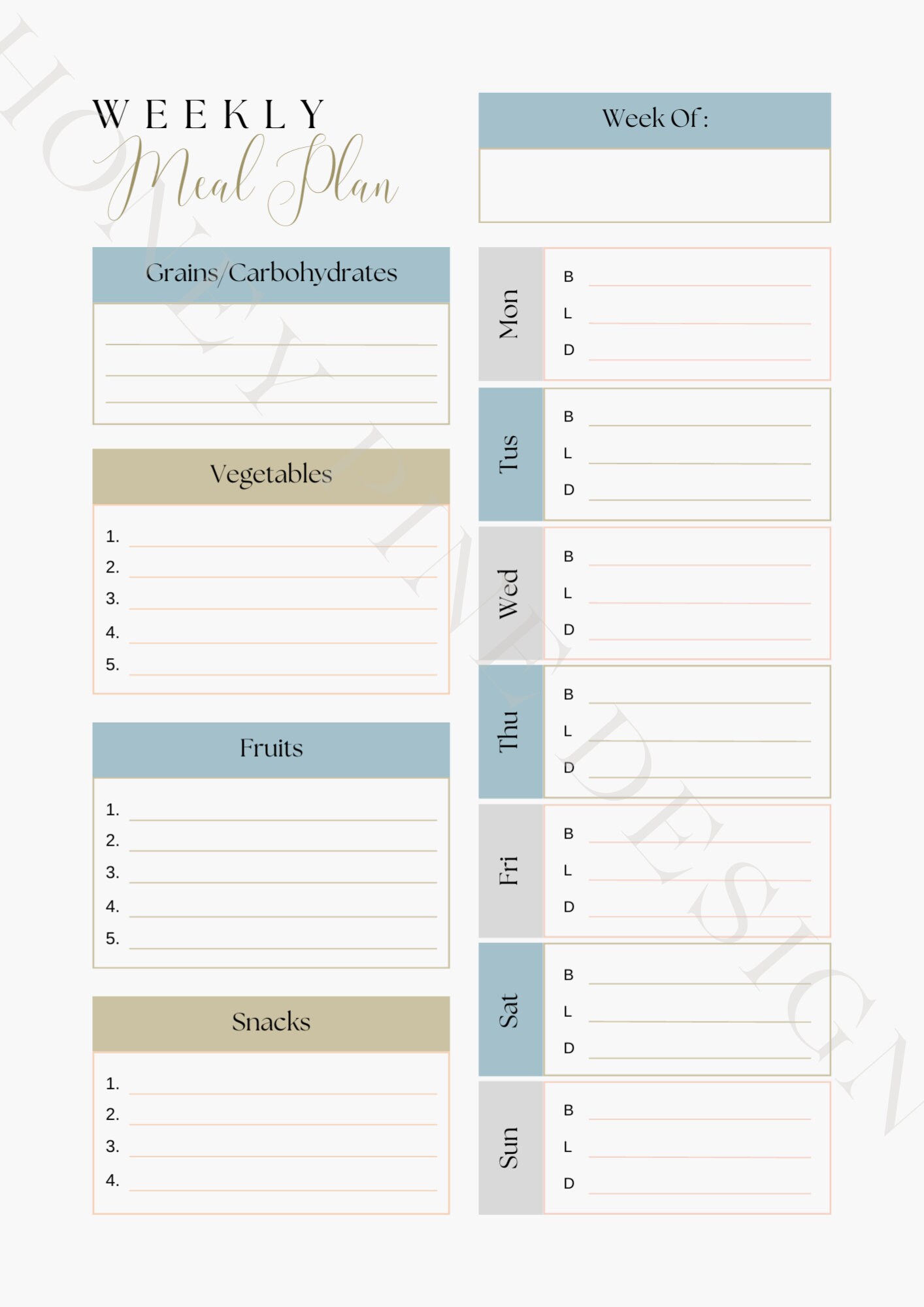 Digital Weekly Meal Plan | Digital Download | Goodnotes | Family Meal ...