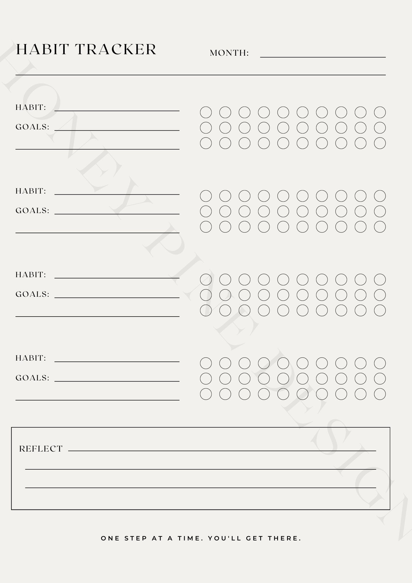 Monthly Habit Tracker | Instant Download | Minimal Productivity Habit ...