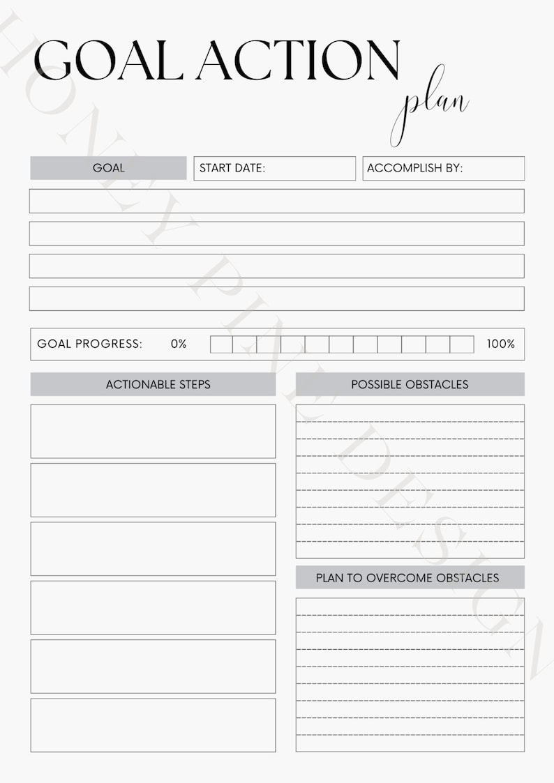 Minimalistic Goal Action Plan | Digital Goal Tracker | Digital Download ...