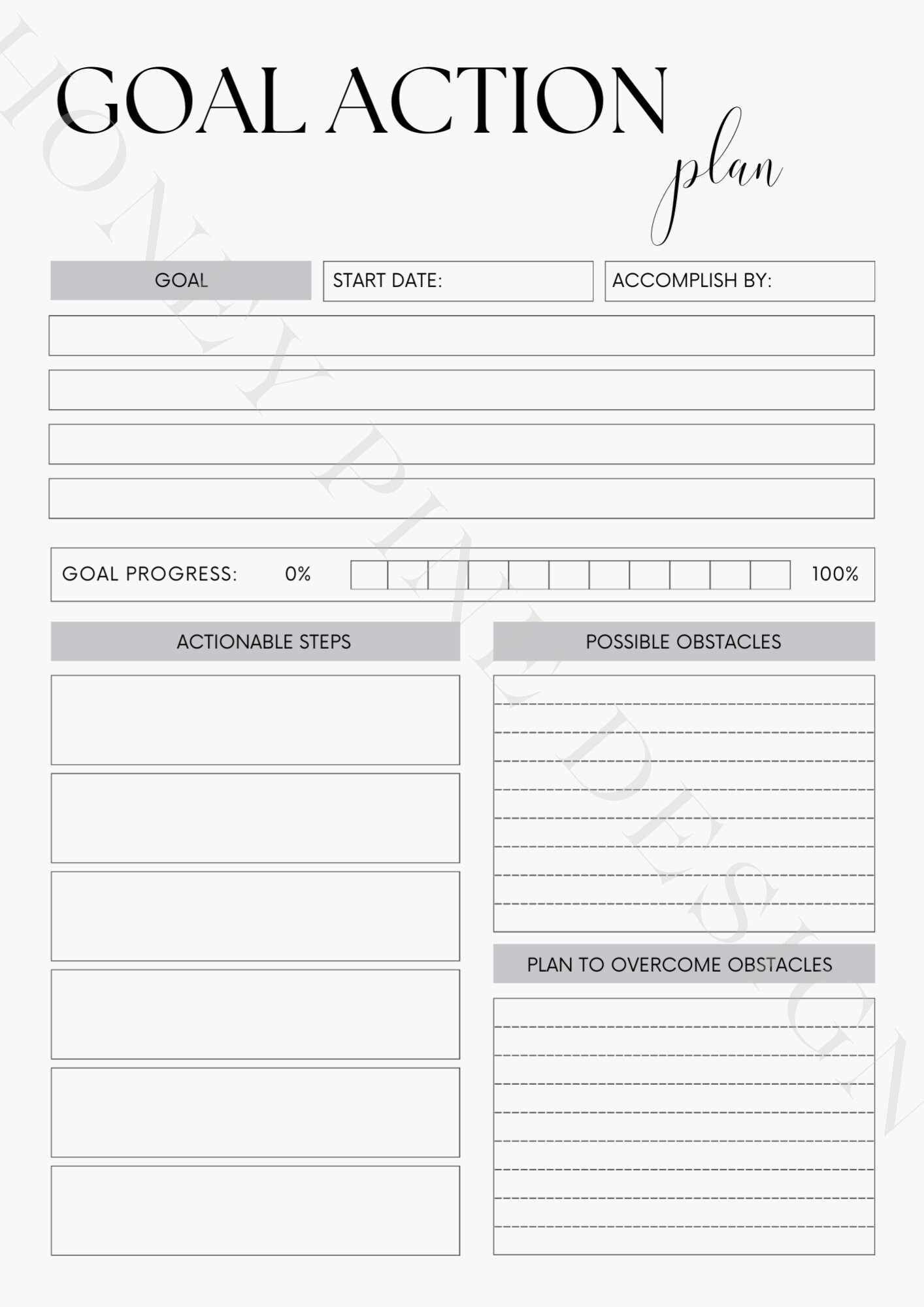 Minimalistic Goal Action Plan | Digital Goal Tracker | Digital Download ...