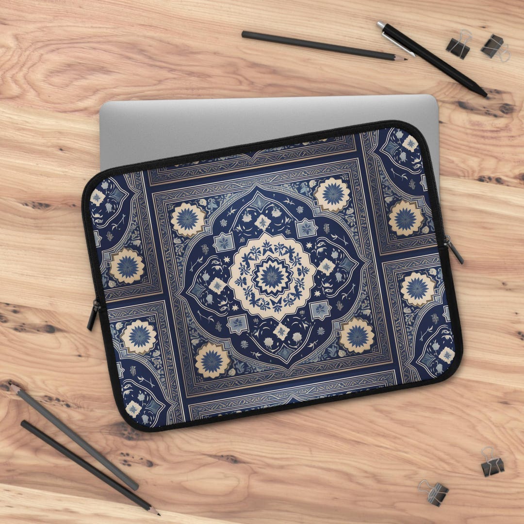 Blue Bohemian Laptop Sleeve - Stylish Tech Case, Ideal for Students ...