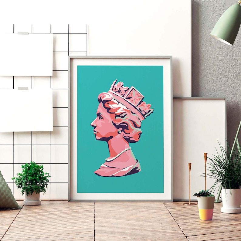 Queen Elizabeth Print Royal Family Art Queen Poster Home - Etsy