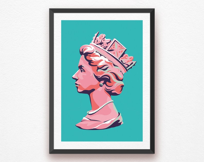 Queen Elizabeth Print Royal Family Art Queen Poster Home | Etsy