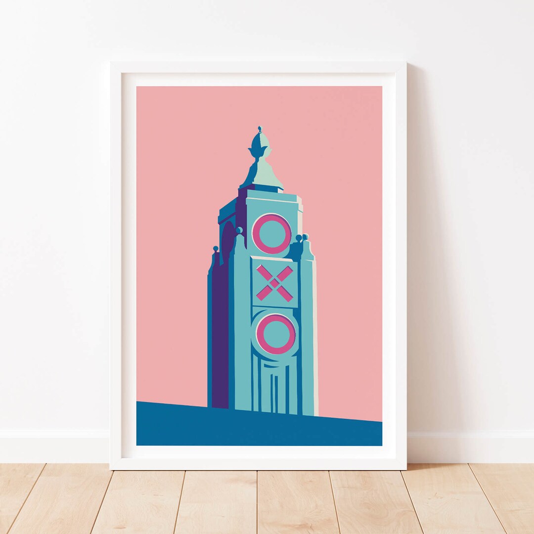 Oxo Tower Print, Southbank Print, London Cityscape, Pink Art, London ...