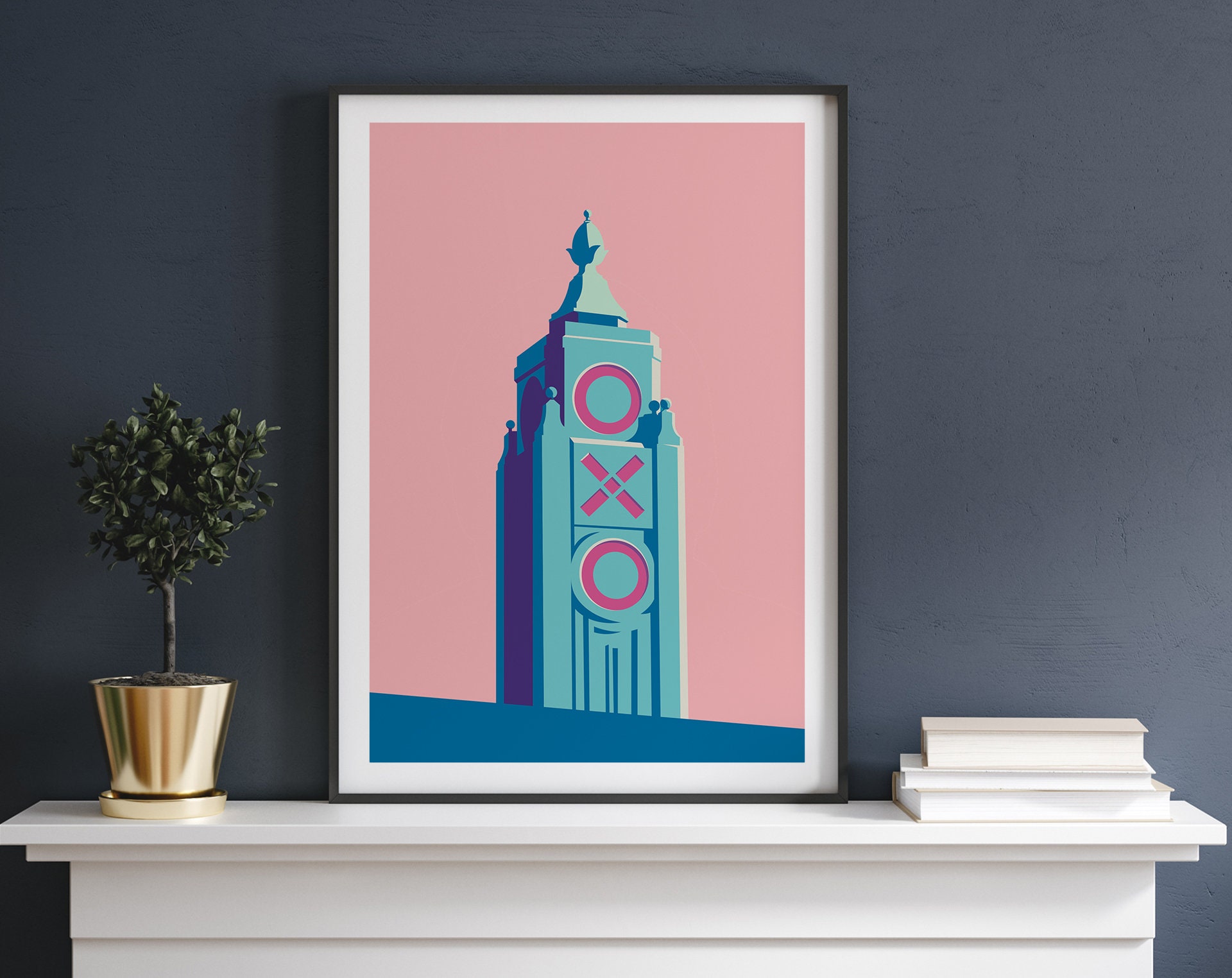 Oxo Tower Print Southbank Print London Cityscape Pink Art - Etsy UK